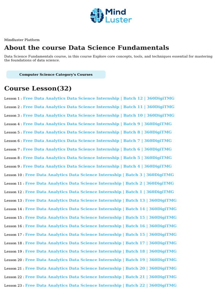 Data Science Fundamentals Course Overview | PDF | Data Science | Data