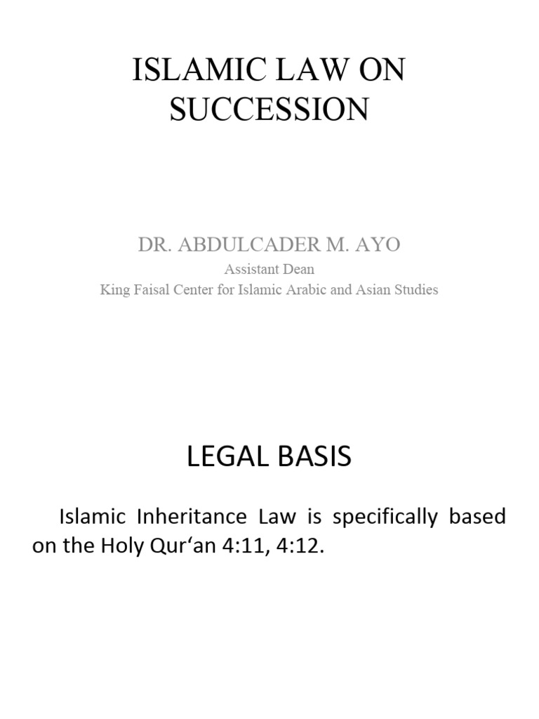 ML225 Muslim Inheritance Law | PDF | Inheritance