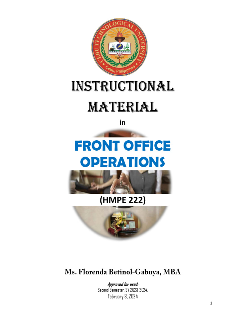 HMPE-222_FRONT-OFFICE_IM-Intro | PDF | Hotel | Business