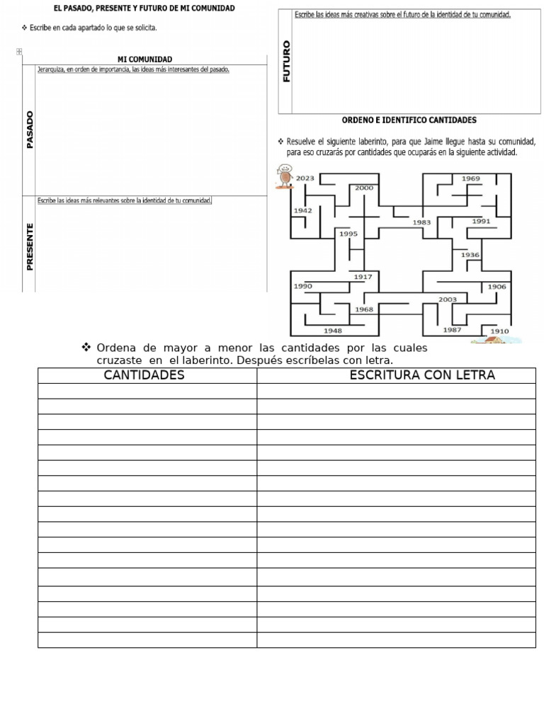 Ordena de mayor a menor las cantidades por las cuales cruzaste en el laberinto | PDF
