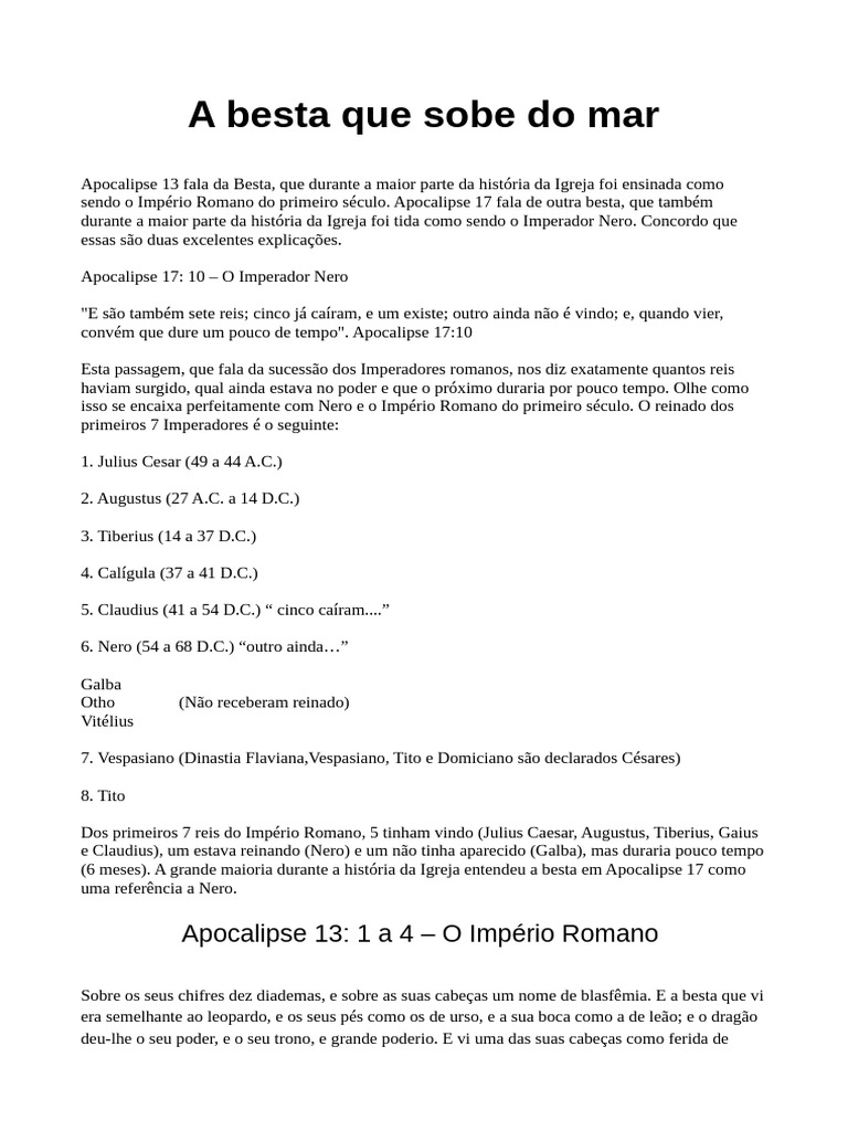 A besta que sobe do mar | PDF | Nero | A Besta (Apocalipse)