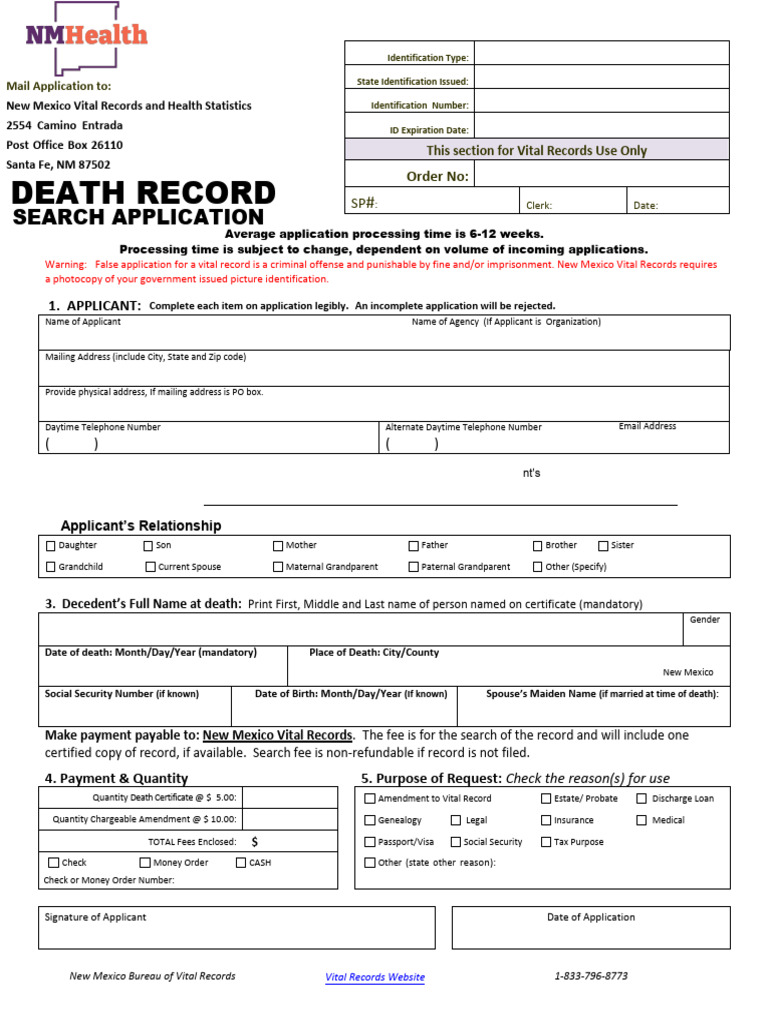 VRP DeathCertificate Application EN | PDF | Identity Document