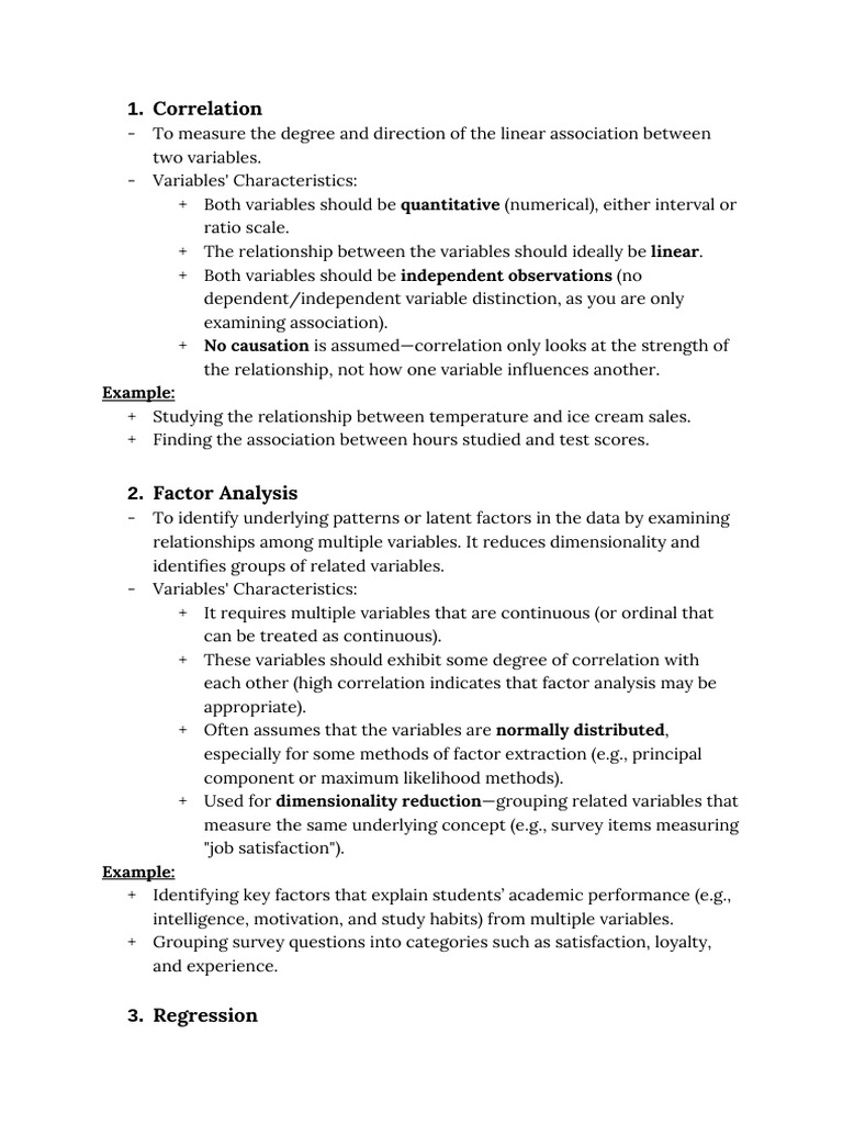 When to use_ | PDF | Dependent And Independent Variables | Regression Analysis