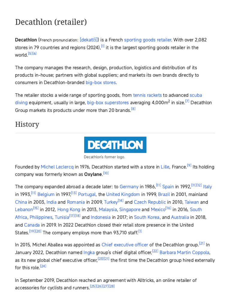Decathlon (Retailer) - Wikipedia | PDF