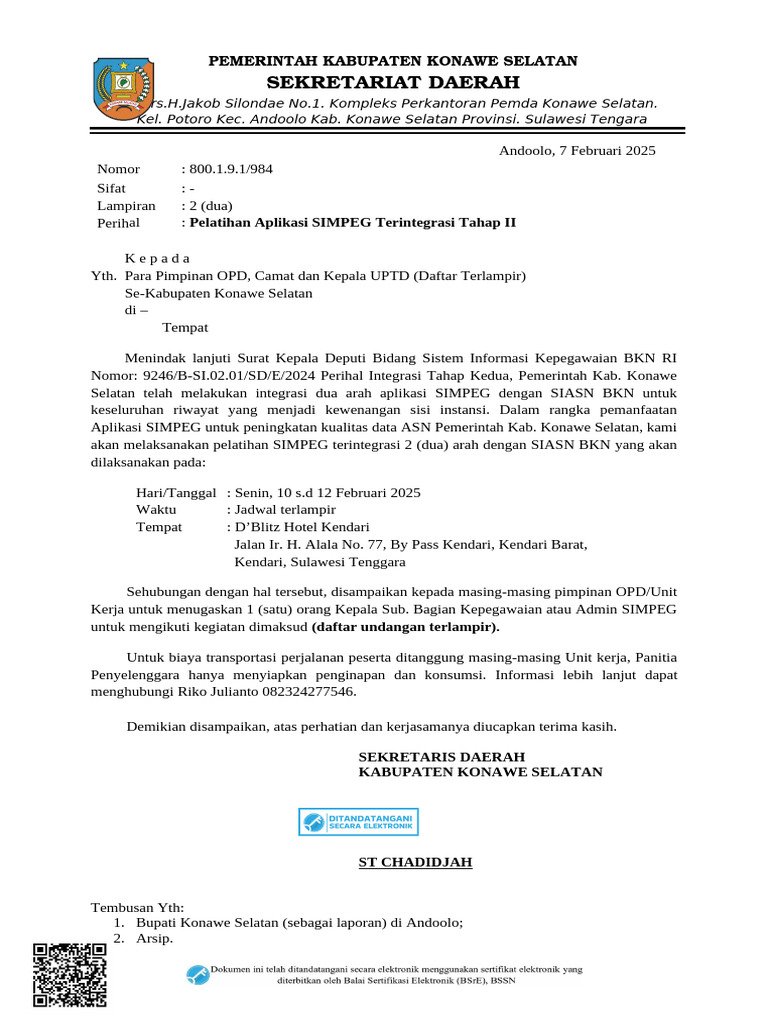 Pelatihan SIMPEG Terintegrasi II 2025 | PDF