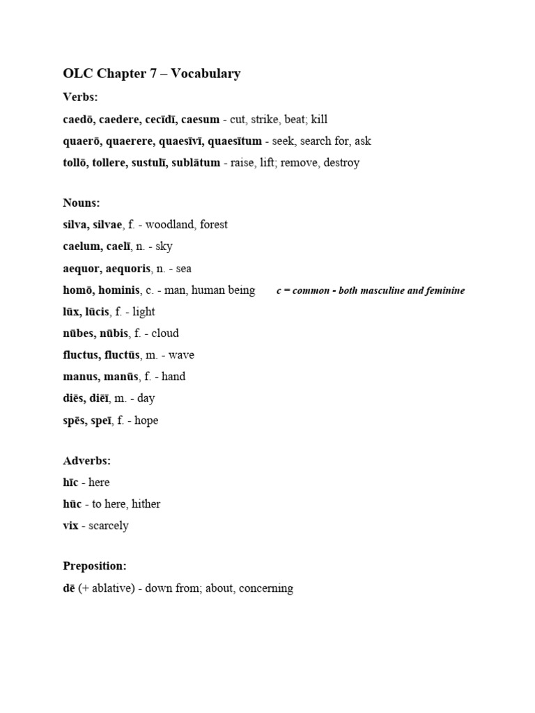 OLC Chapter 7 - Vocabulary List (2024) | PDF
