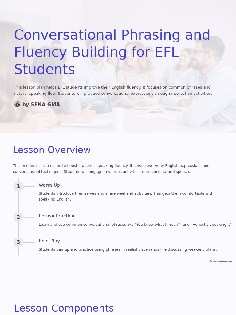 Conversational Phrasing and Fluency Building For EFL Students | PDF | Fluency | English As A ...