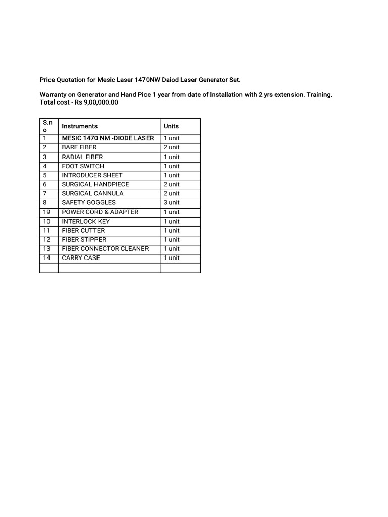 Meril Laser Machine Quotation | PDF