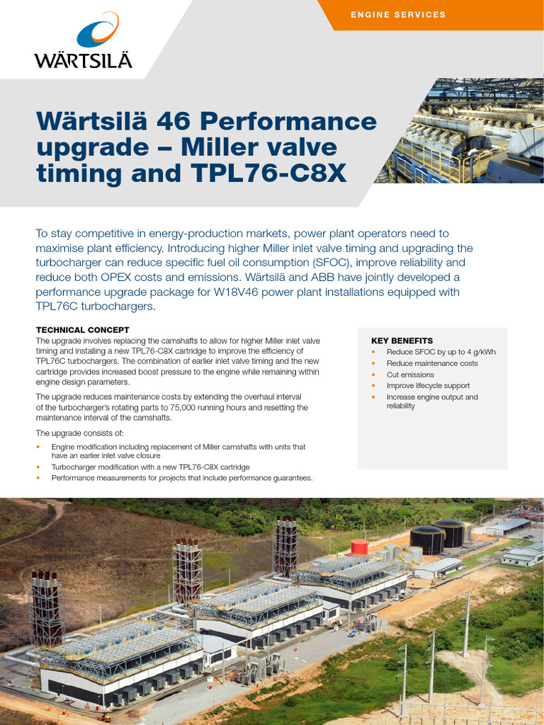 Wartsila 46 Performance Upgrade Miller Valve Timing and Tpl76 c8x | PDF ...