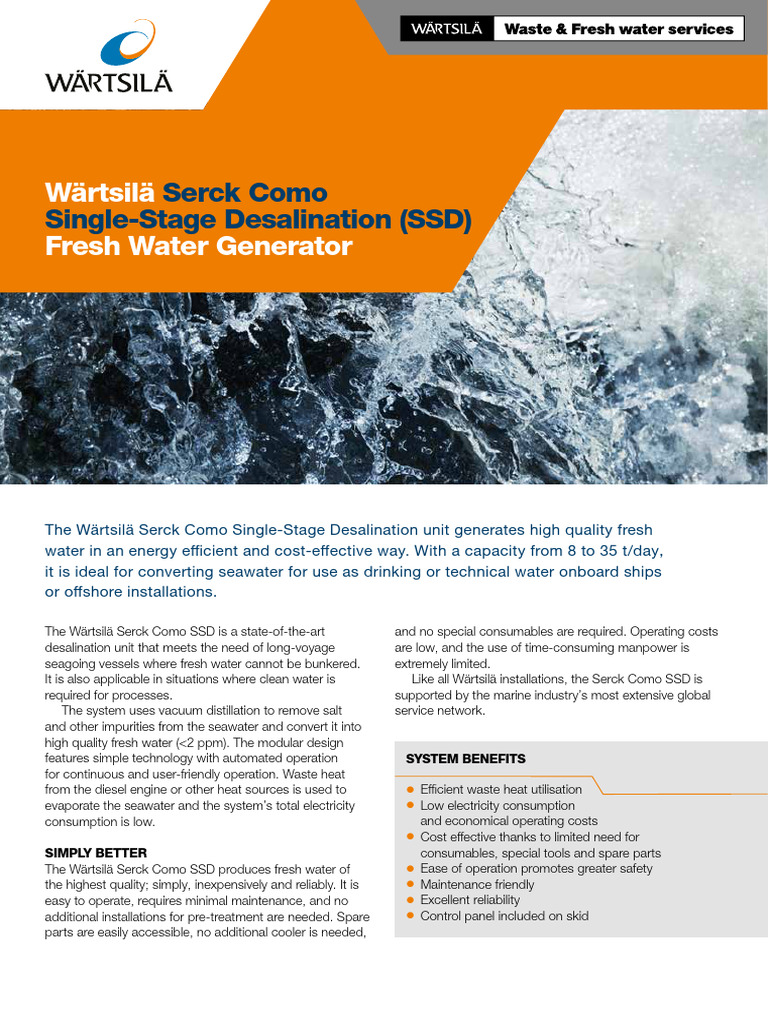 Brochure o Water Fresh Generators | PDF | Desalination | Environmental ...