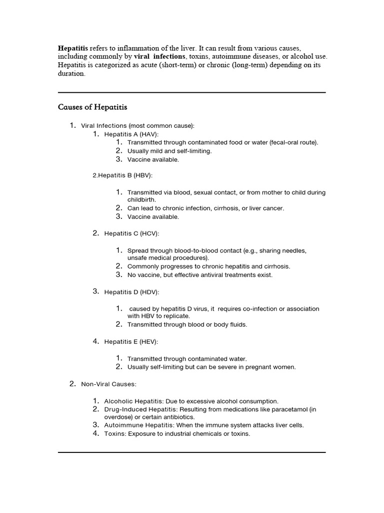 Understanding Hepatitis: Causes, Symptoms, and Treatment | PDF ...