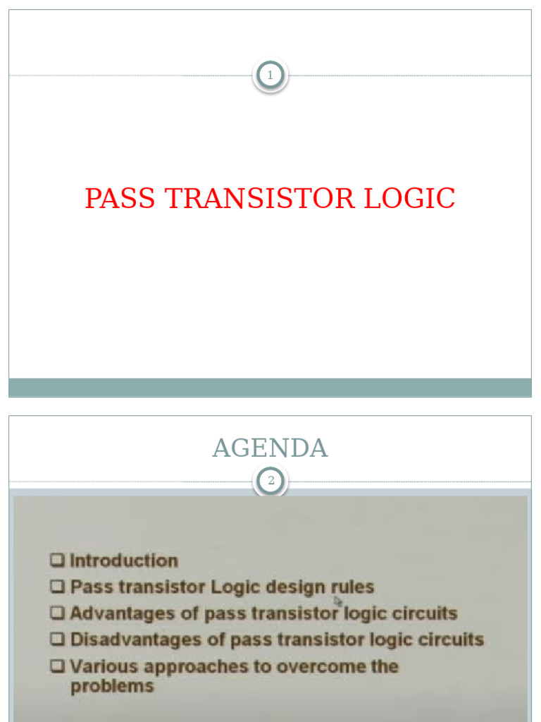 Pass Transistor Logic Overview | PDF