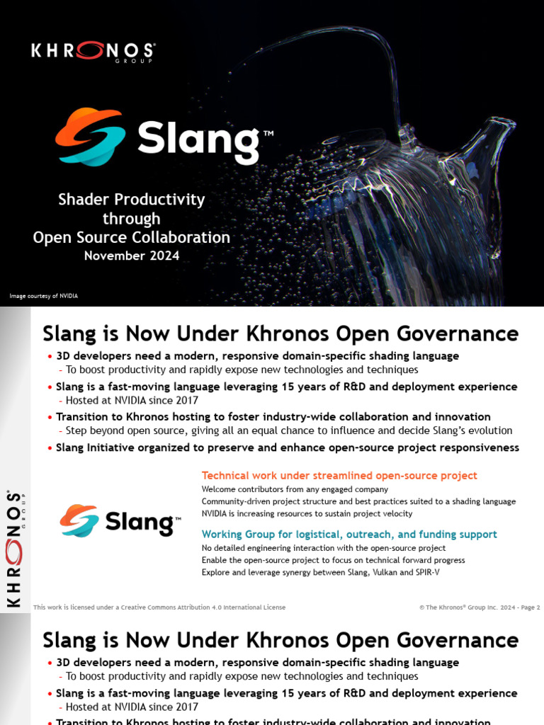 Khronos Slang Lauch Slides November 2024 | PDF | Shader | Computer Programming