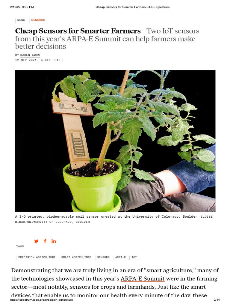 Cheap Sensors for Smarter Farmers - IEEE Spectrum | PDF | Internet Of ...