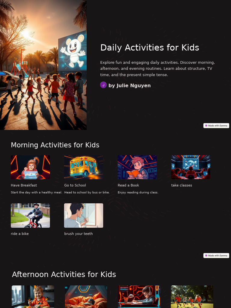 Daily Activities For Kids | PDF