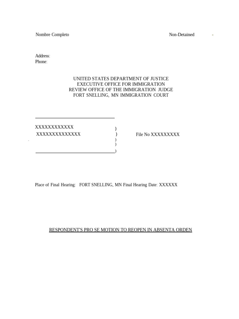 Emergency Motion to Reopen Asylum Case | PDF | Justice | Crime & Violence