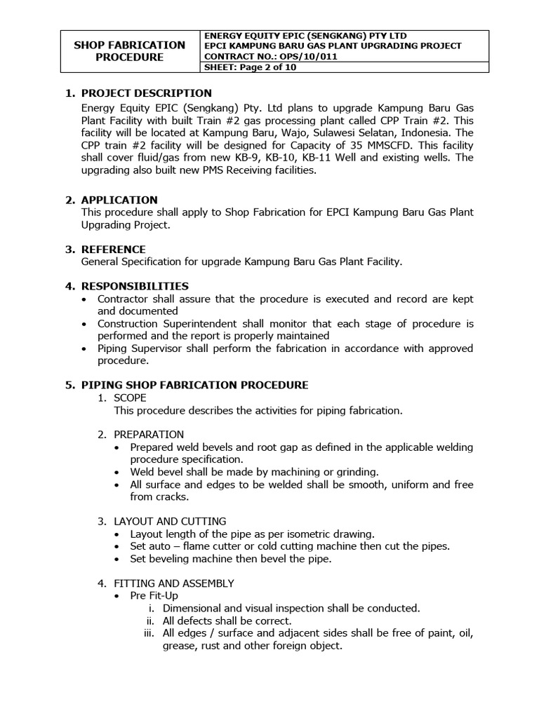 Shop Fabrication Procedure | PDF | Welding | Construction