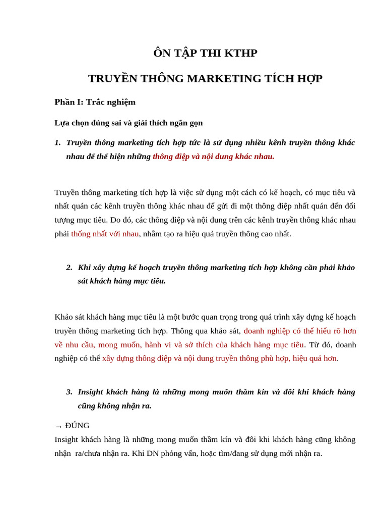 ÔN TẬP thi KTHP ICM | PDF