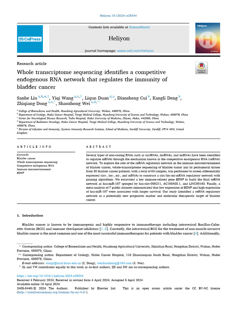 1 s2.0 S2405844024053751 Main | PDF | Dna Sequencing | Micro Rna