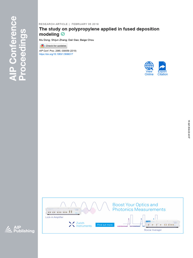 Polypropylene in 3D Printing FDM | PDF | 3 D Printing | Composite Material