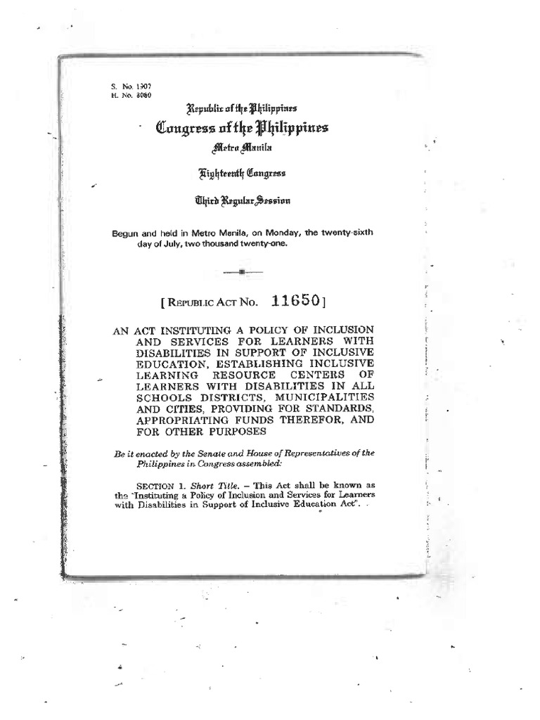 Republic Act No. 11650 20220311-RA-11650 | PDF