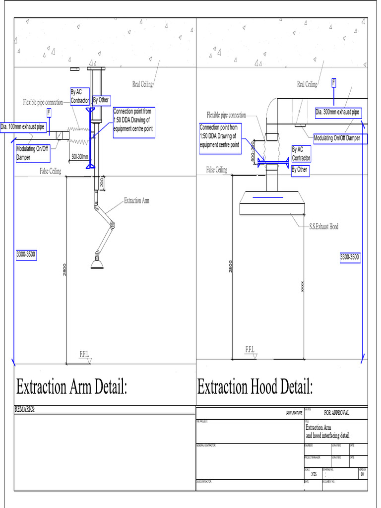 Extravtion Arm and Exhaust Hood and Fume Cupboard Interfacing Drawing ...