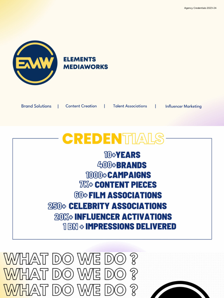 Elements Mediaworks Creds Deck 2023-24 | PDF