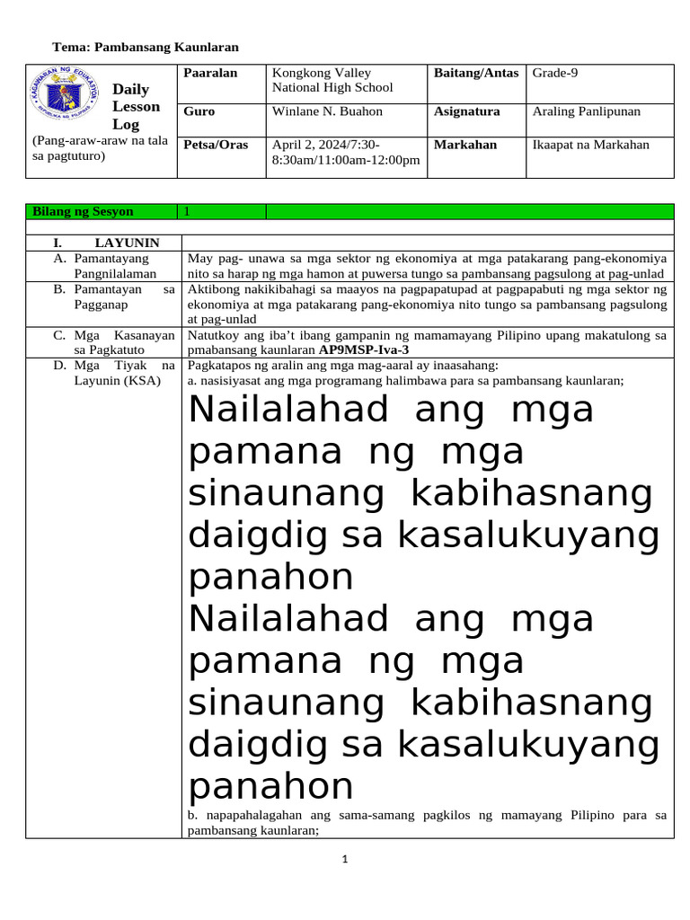 Pambansang Kaunlaran 02 | PDF