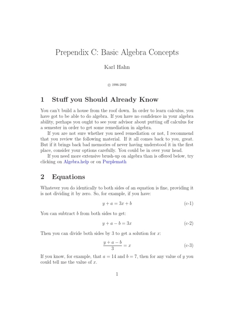 Pre Calculus Primer | Download Free PDF | Factorization | Division ...