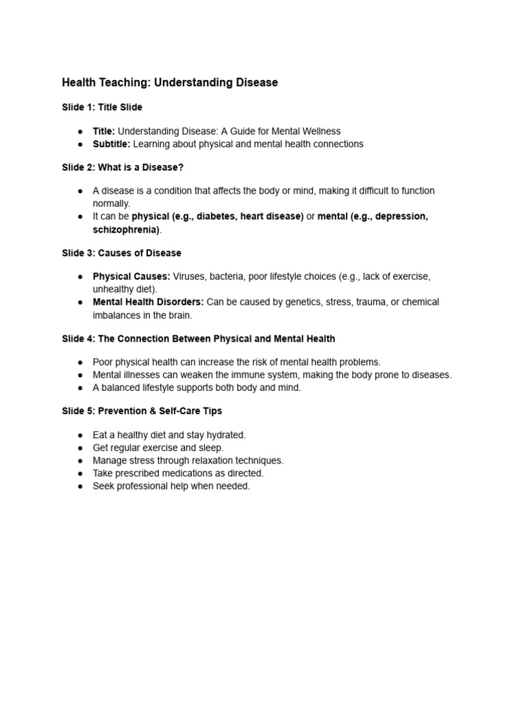 Health Teaching - Understanding Disease | PDF