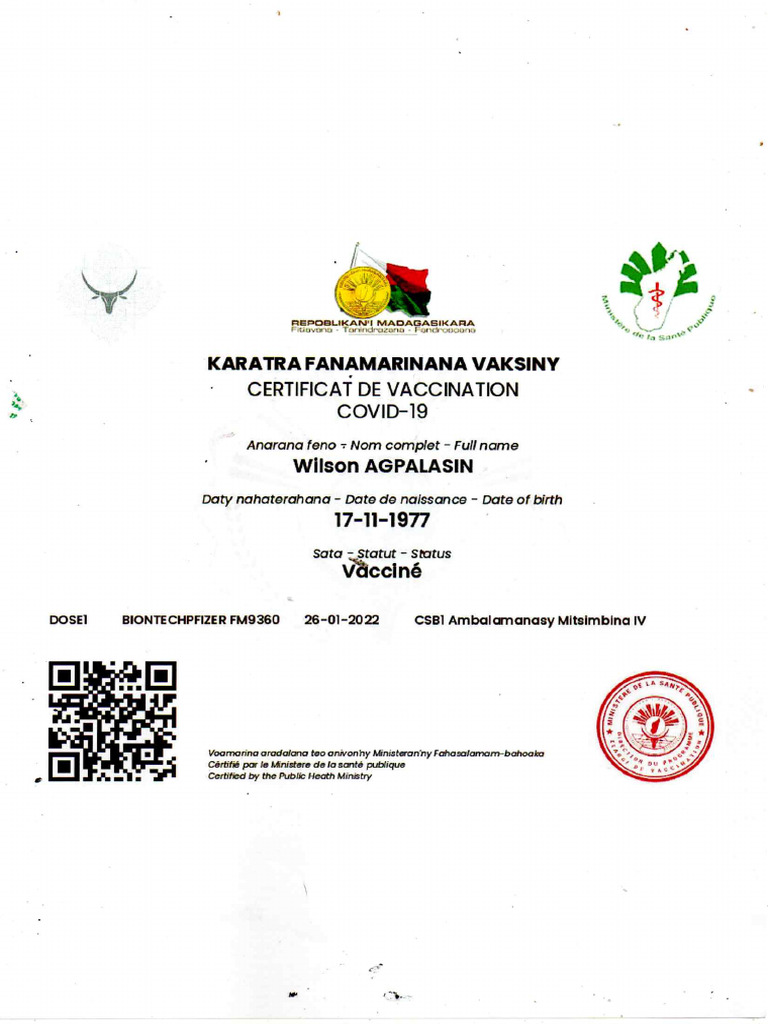 Vaccine Certificate Booster - Pfizer | PDF