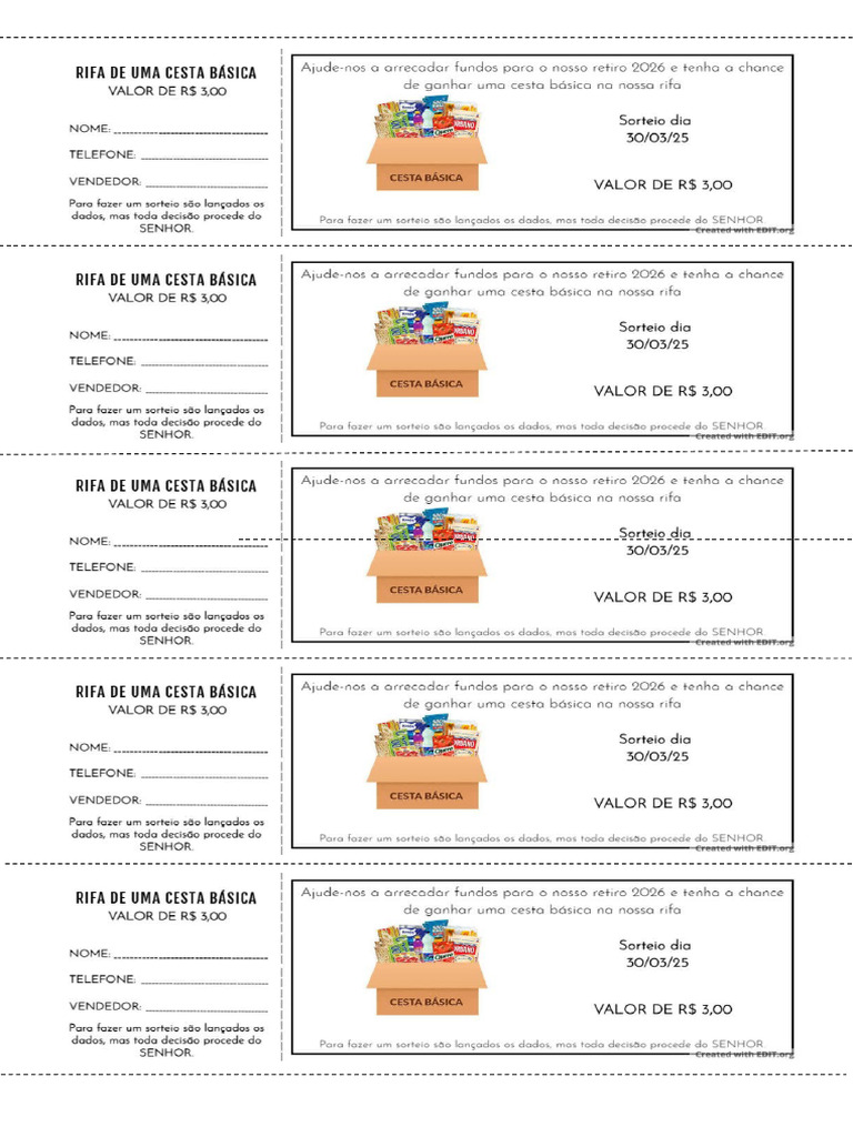 Rifa De Uma Cesta Básica Pdf