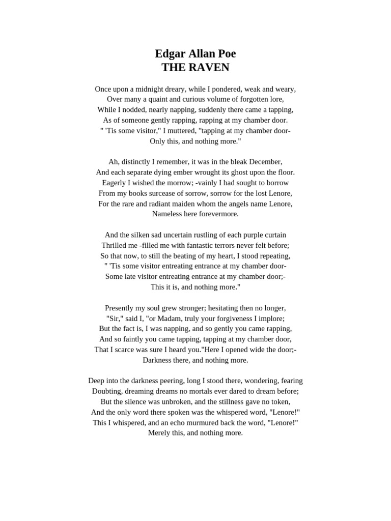 The Raven Edgar Allan Poe | PDF | The Raven | Religious Belief And Doctrine