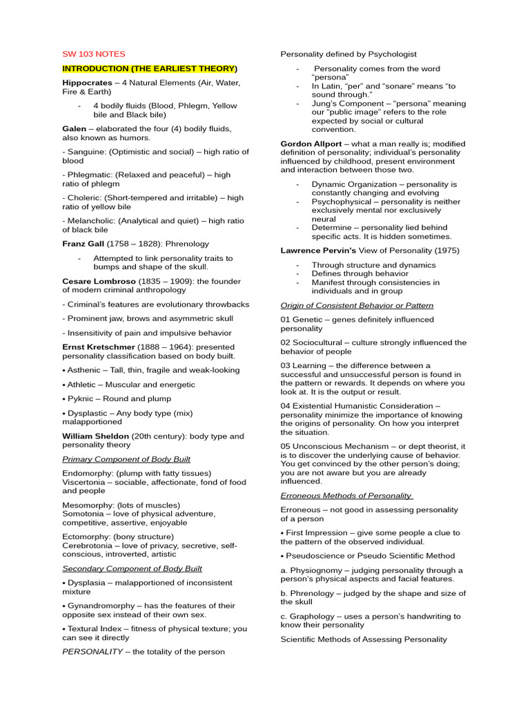 Key Points From The Book Personality (2nd Edition) | PDF ...