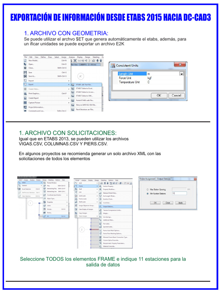 Exportar Datos ETABS 2015 a DC-CAD3 | PDF