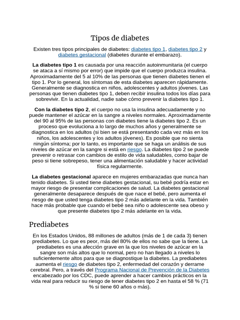 Tipos de Diabetes | PDF | Diabetes | Diabetes gestacional
