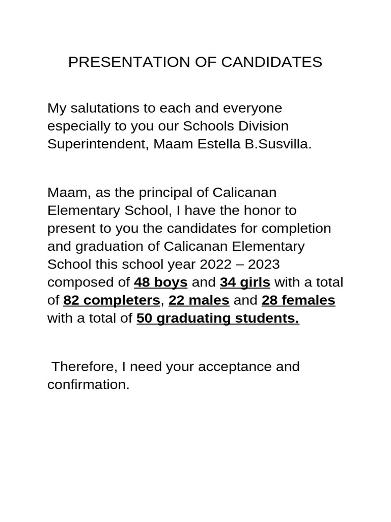 Presentation of Candidates | PDF