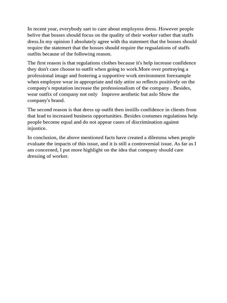 Importance of Employee Dress Codes | PDF