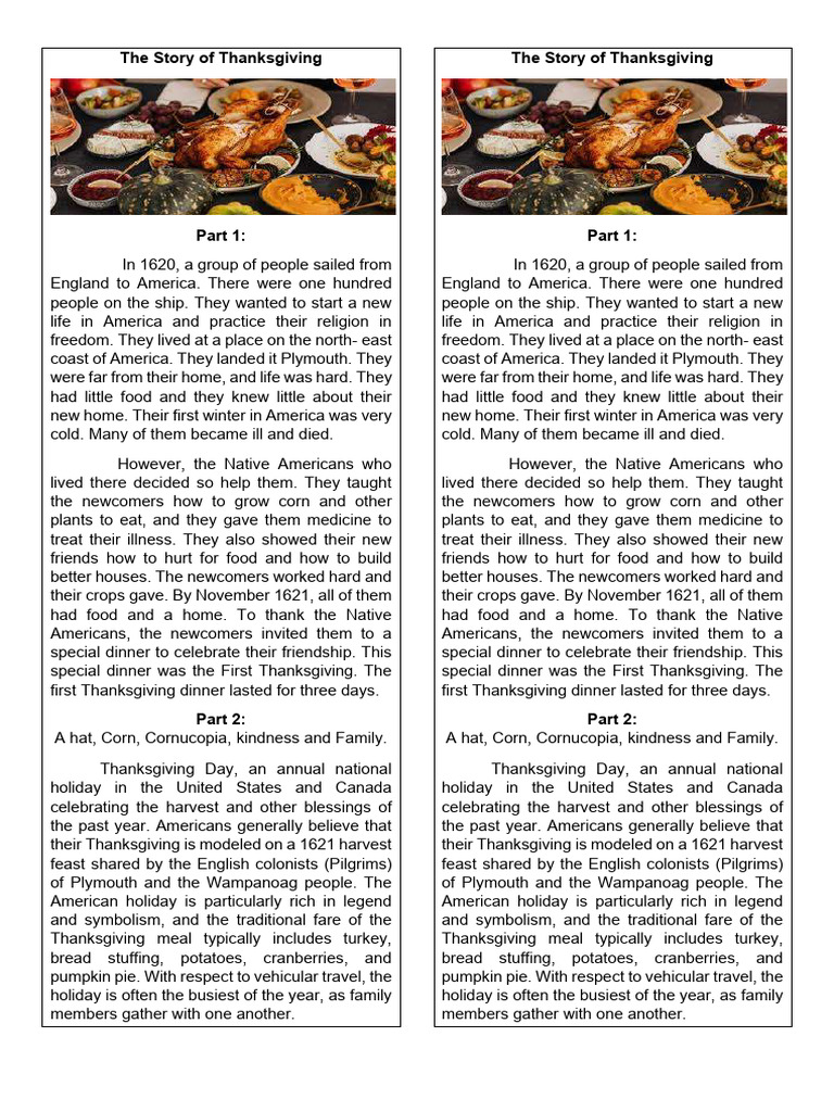 History of Thanksgiving Celebration | PDF | Thanksgiving Dinner ...