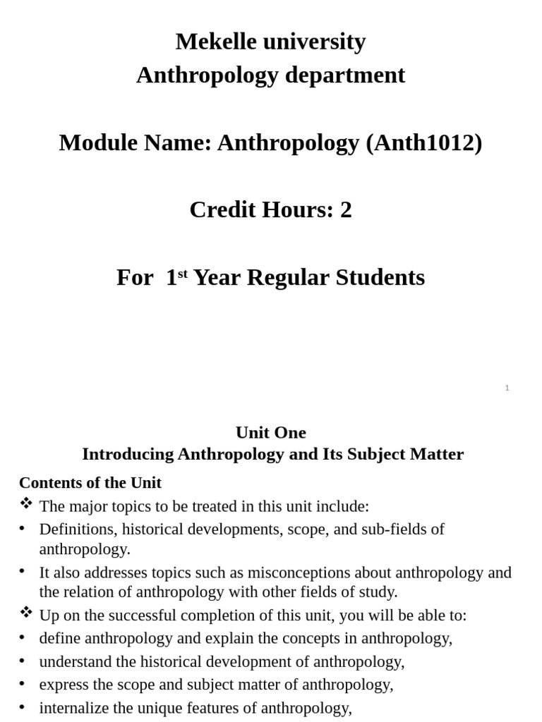Anthropology Module Weldinho | PDF | Anthropology | Ethnography