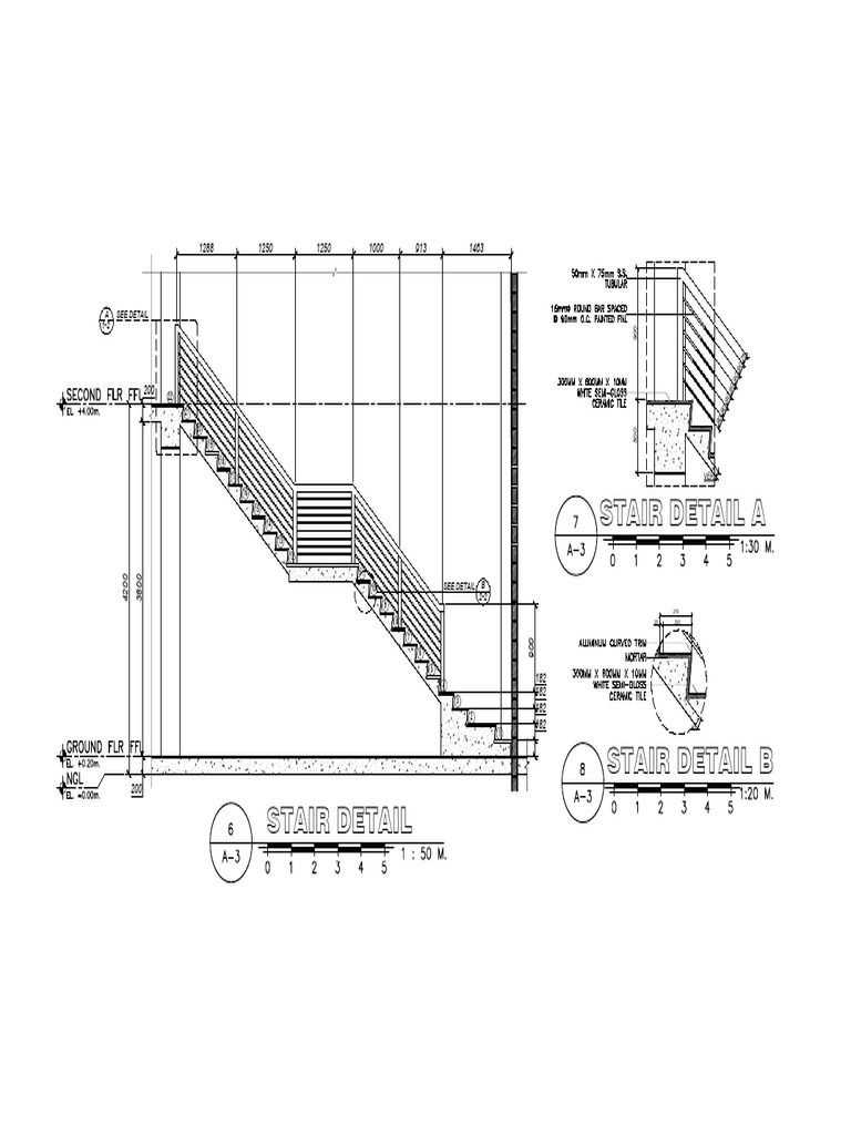 Stair Detail Specifications and Measurements | PDF