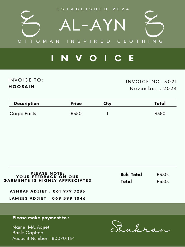 Al Ayn Invoice | PDF