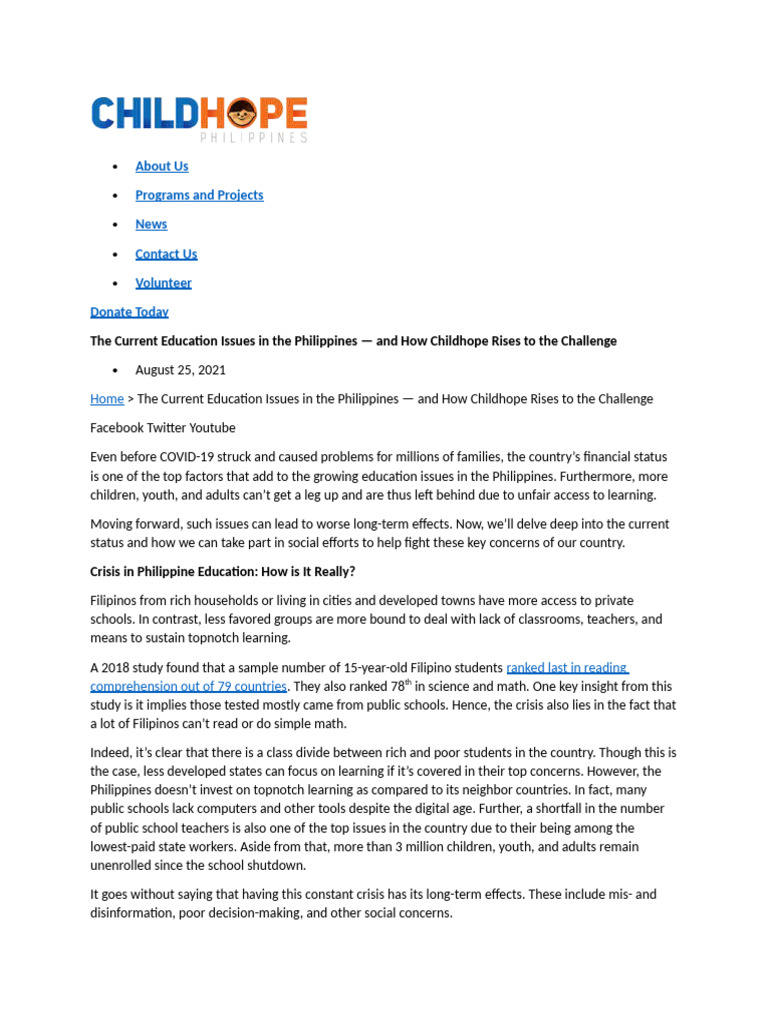 Education Crisis in the Philippines | PDF | Learning