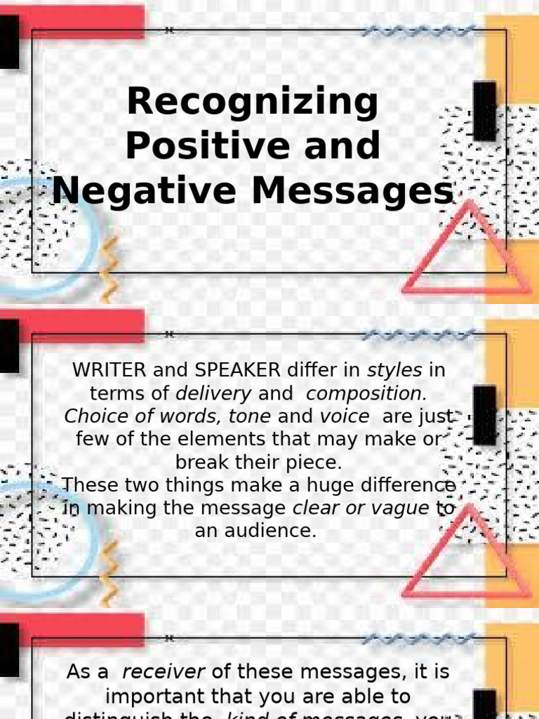 Q2 POSITIVE AND NEGATIVE MESSAGE | PDF | Human Communication