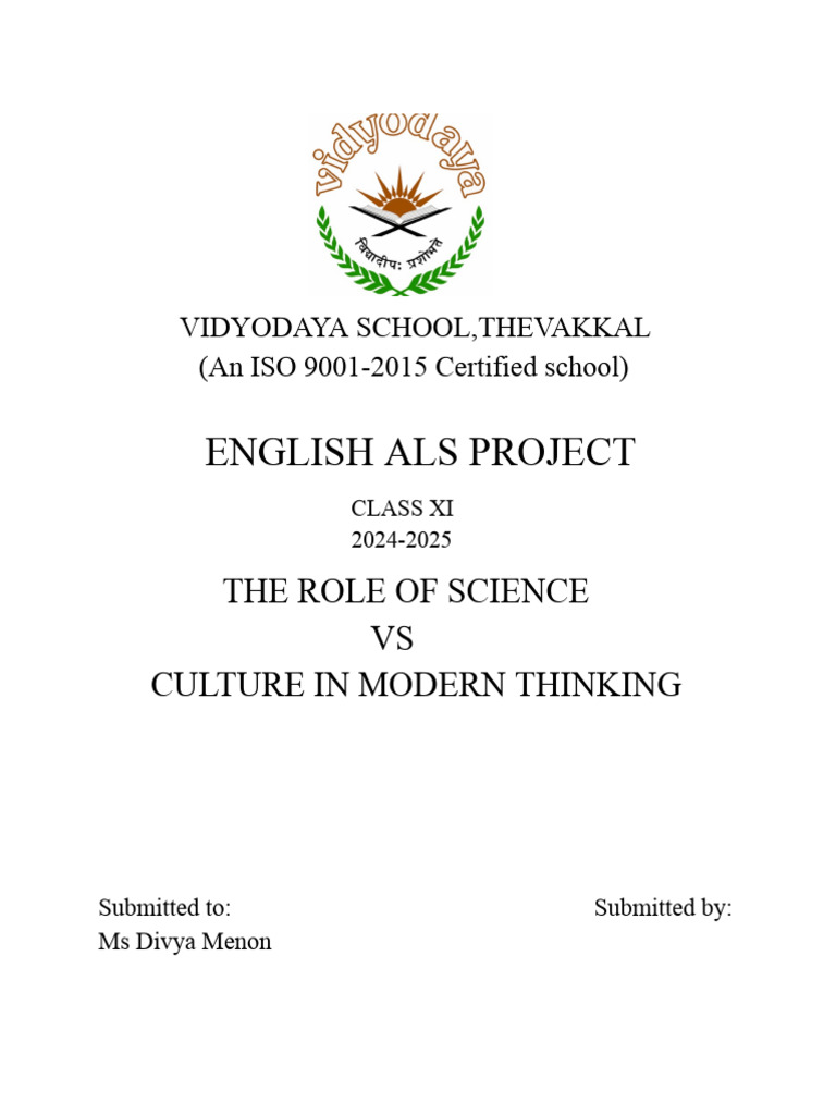 The Role of Science VS Culture in Modern Thinking | PDF | Survey ...