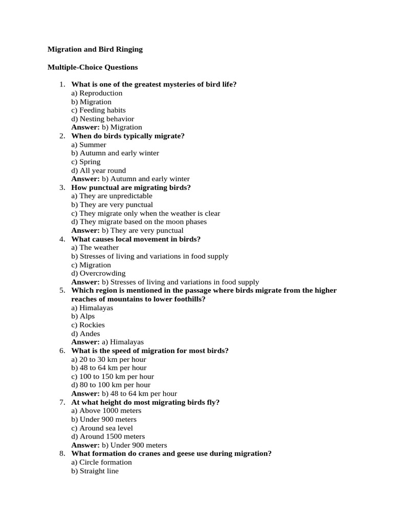 Bird Migration Insights and Questions | PDF | Bird Migration | Birds
