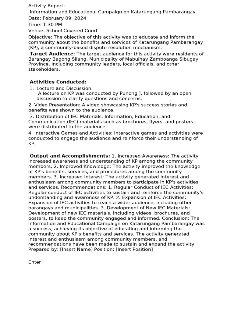 IEC Campaign on Katarungang Pambarangay | PDF