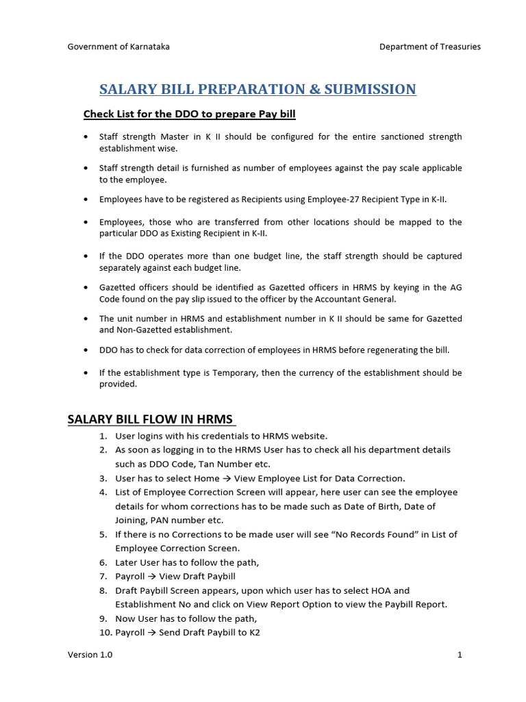 KSGE Salary Bill Checklist Flow | PDF | Computing | Information Technology