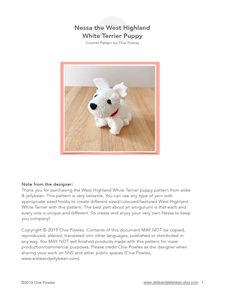 Westie Puppy Crochet Pattern Guide | PDF | Crochet | Yarn