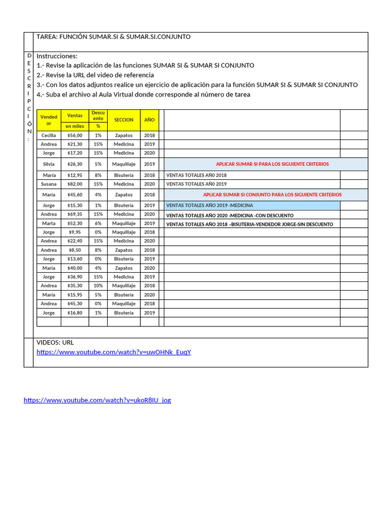 4tarea Funciones Sumar Sumar Si | PDF